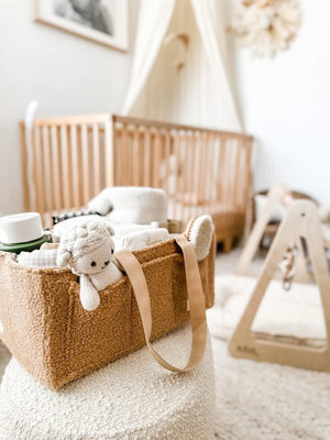 Teddy Cloth Nappy Caddy - baby diaper caddy organizer nursery storage basket baby diaper caddy organizer teddy fabric
