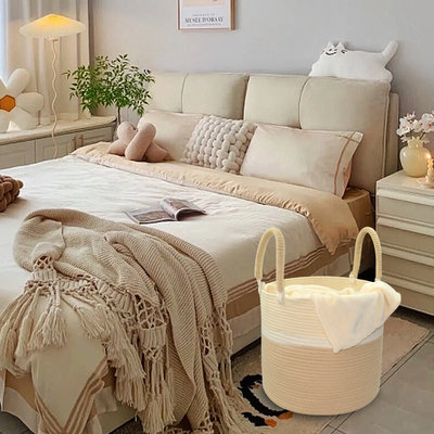 New design hot sale Cotton Rope Storage Basket/Woven Basket for Plants and Toys/ rope basket laundry