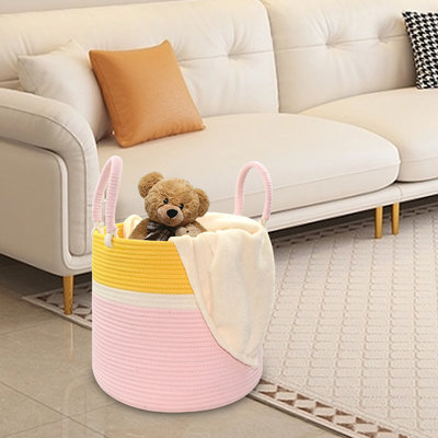 Cotton Rope Basket is made of 100% natural cotton,Laundry Basket, Round Basket, Baby Hamper,Toy Storage Basket