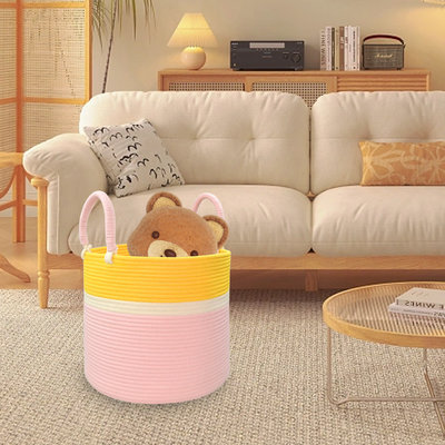 Cotton Rope Basket is made of 100% natural cotton,Laundry Basket, Round Basket, Baby Hamper,Toy Storage Basket