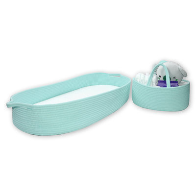 Hand made Baby Changing Baskets,cotton rope changing basket,baby mosses basket
