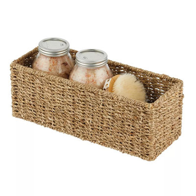 Handmade Natural Woven Bathroom Storage Organizer Basket,seagrass storage baskets 2 pack