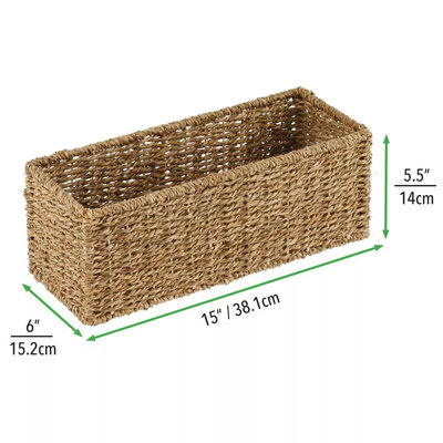 Handmade Natural Woven Bathroom Storage Organizer Basket,seagrass storage baskets 2 pack