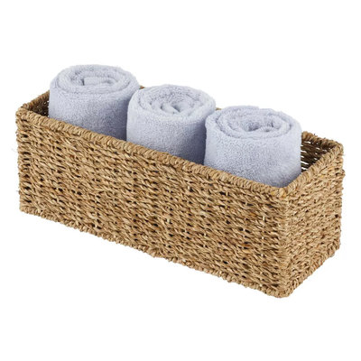 Handmade Natural Woven Bathroom Storage Organizer Basket,seagrass storage baskets 2 pack