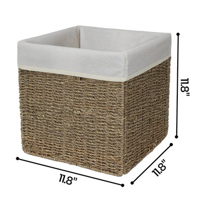 Foldable Handmade Storage Works Seagrass Storage Basket Wicker Woven Storage Baskets (2-Pack)