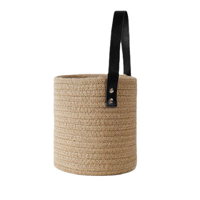 Rope Hanging Basket - Small Round Hanging Basket Storage for Key, Sunglasses, Wallet on Door - Modern Woven Basket Wall