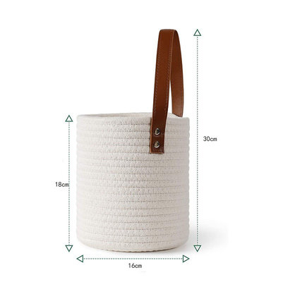 Rope Hanging Basket - Small Round Hanging Basket Storage for Key, Sunglasses, Wallet on Door - Modern Woven Basket Wall