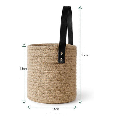 Rope Hanging Basket - Small Round Hanging Basket Storage for Key, Sunglasses, Wallet on Door - Modern Woven Basket Wall