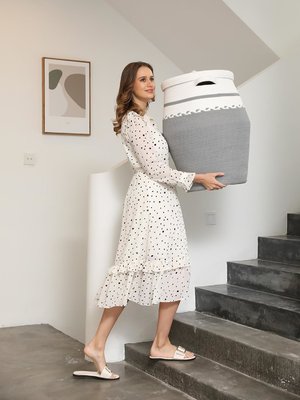 2024 new design Tall Extra Large Storage Basket with Lid, Cotton Rope Storage Baskets, Woven Laundry Hamper with Cover