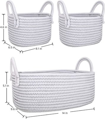 2024 Storage Basket Set of 3, Cotton Rope Basket of Organizing for Bedroom Bathroom Home Storage,Soft Woven Organizer