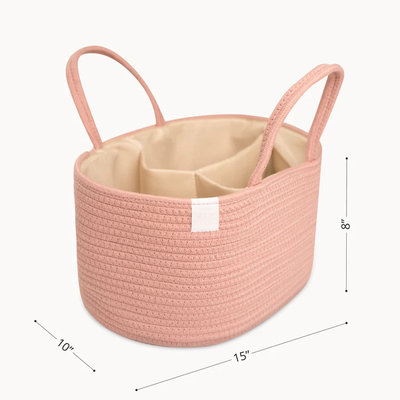 Rope Diaper Caddy Organizer in Misty Rose