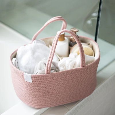 Rope Diaper Caddy Organizer in Misty Rose