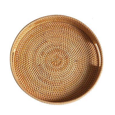 2024 New arrival Natural Rattan Round Fruit Basket Bowls, Handwoven Storage Serving Baskets, Wicker Organizer
