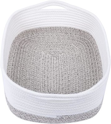 Home woven cotton rope storage basket set,Baby Nursery Bin,Small Dog Cat Toy Box,Cube Changing Table Organizer for Close