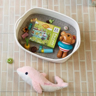 Home woven cotton rope storage basket set,Baby Nursery Bin,Small Dog Cat Toy Box,Cube Changing Table Organizer for Close