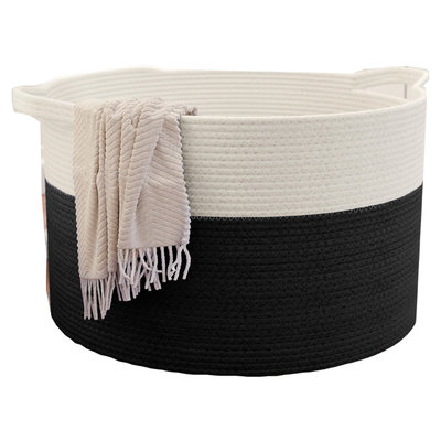 Extra Large Round Cotton Rope Storage Basket Laundry Hamper with Handles