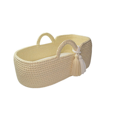 New trendy product 100% handmade crochet baby changing basket with a soft changing pad and waterproof cover,cotton moses