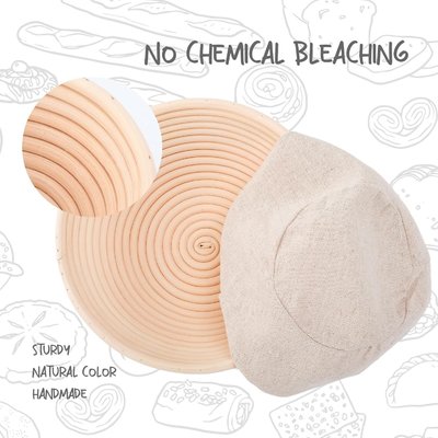 Bread Proofing Baskets Set of 2 8.5 inch Round Dough Proofing Bowls w/Liners Perfect for Home Sourdough Bakers Baking