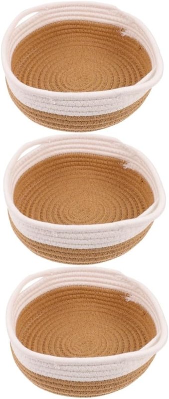 China wholesale factory price 3-pack Storage Baskets for Shelves, Cotton Rope Woven Basket With Handles for Organizing,K