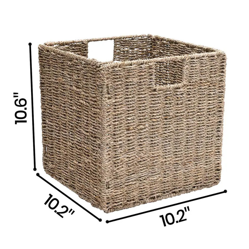 Foldable Handmade Storage Works Seagrass Storage Basket Wicker Woven Storage Baskets (2-Pack)