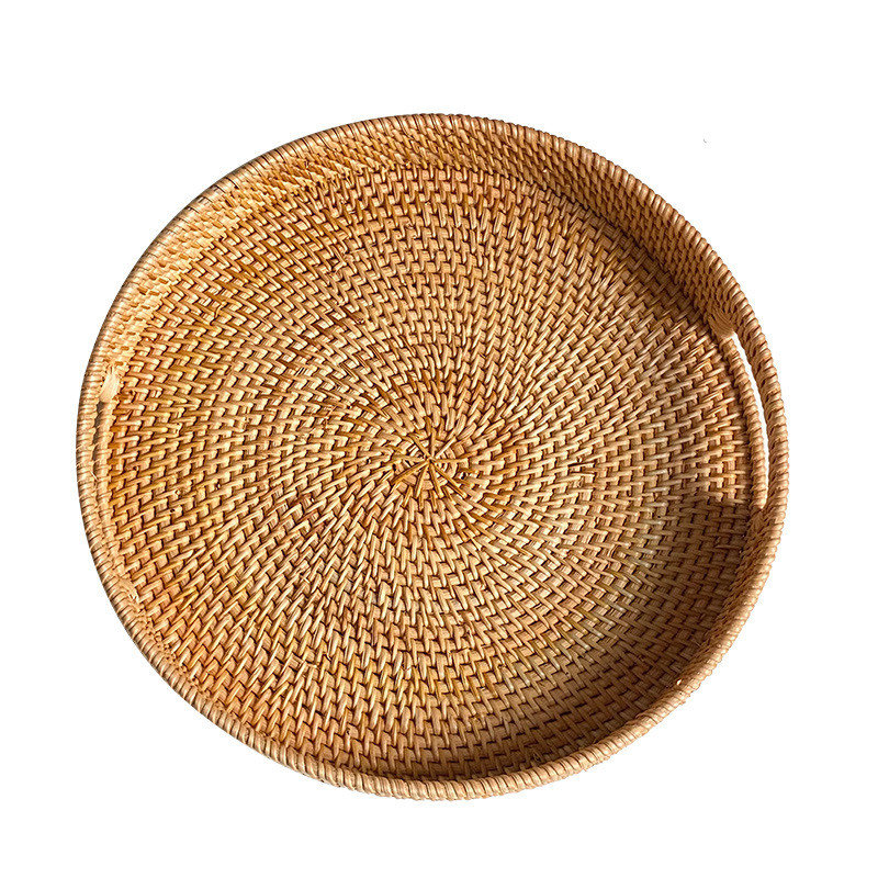2024 New arrival Natural Rattan Round Fruit Basket Bowls, Handwoven Storage Serving Baskets, Wicker Organizer
