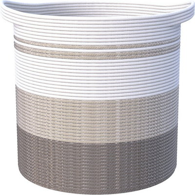 Large Tall Woven Cotton Rope Laundry Basket Hamper, Blanket Basket,Toy Storage Basket,Decorative Basket with Handle