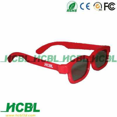 Linear Polarized Kids Reald 3D Glasses For Amusement Park , Red Frame