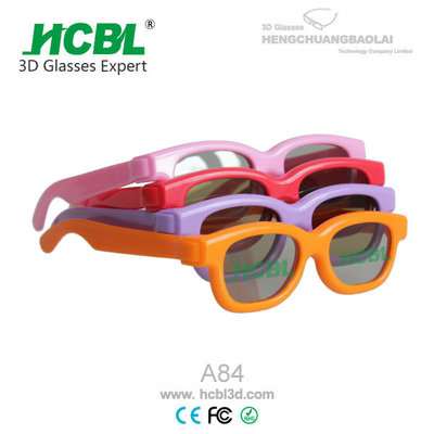 Pink / Red Plastic Frame Kid Chroma Depth 3d Glasses For Cinema With 0.4mm TAC Filter Lens
