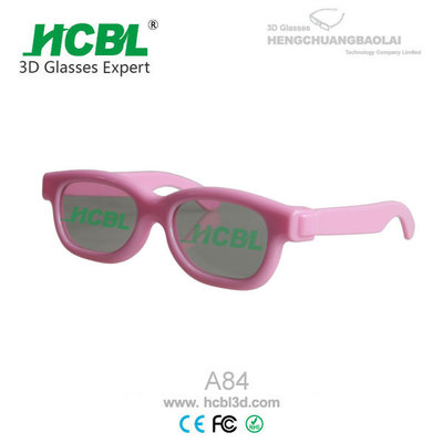 Pink / Red Plastic Frame Kid Chroma Depth 3d Glasses For Cinema With 0.4mm TAC Filter Lens