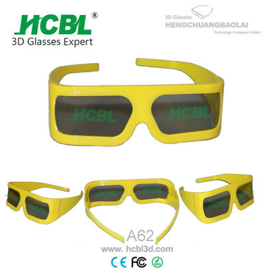 Yellow Large Frame Girls Read 3D Glasses For Movie / TV With Logo Printing