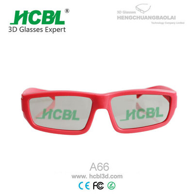 ABS Red / Black / Purple Frame Linear Polarized 3D Pasive Glasses Disposable