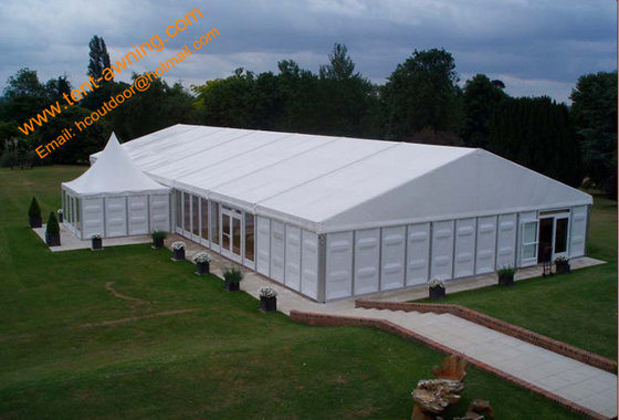 China Outdoor Luxury Design Wedding Tent White Color All Weather Proof Aluminum Structure Tents for Sale supplier
