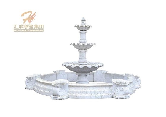 Outdoor Large White Stone Carving Marble 3 Tiers Waterfall supplier