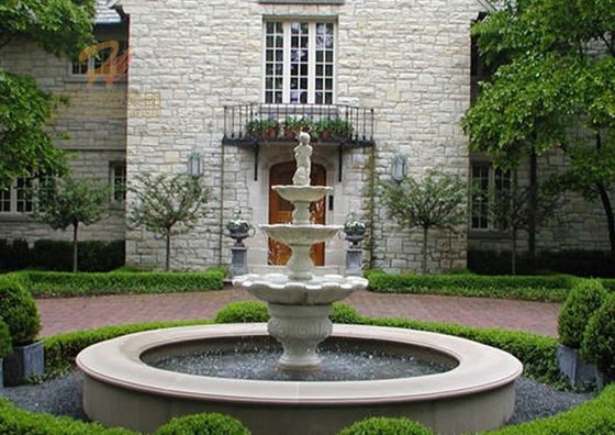 Outdoor Large White Stone Carving Marble 3 Tiers Waterfall supplier