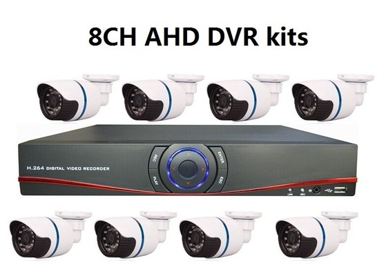 720P 8 Channel H H.264 AHD DVR Kits 8pcs 720P White With High Speed