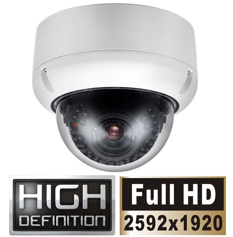 WIFI HD 1920p IP Security Cameras 4mm - 9mm  5.0 Mega Pixels Varifocal Lens With Four-Axis Bracket