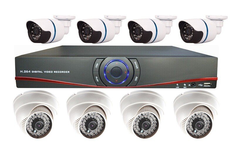 White 720P AHD DVR 4pcs Dome 8CH H.264 Portable With High Resolution