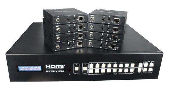 4K UHD Dual Distance Control4 8x8 Hdmi Matrix Switch With Digital Audio And Stereo Audio Outputs