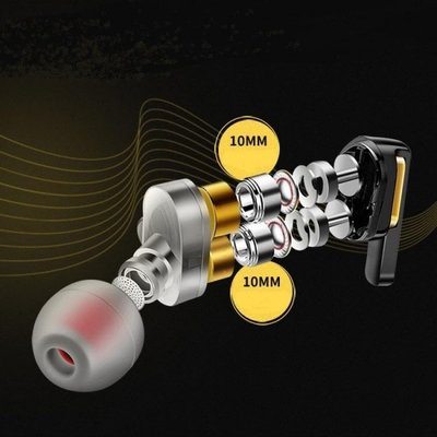 In ear wire controlled wired headset double moving ring with mic HIFI mobile phone headset supplier