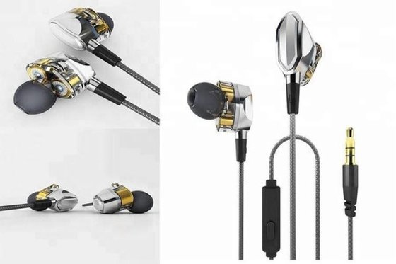 Dual Dynamic Driver Moving Coil Wired In-Ear Headphones Earphones with Mic and removable audio cable supplier