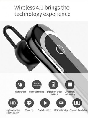 HD conversation intelligent noise cancelling Mobile Phone Single Ear Wireless Bluetooth Headset supplier