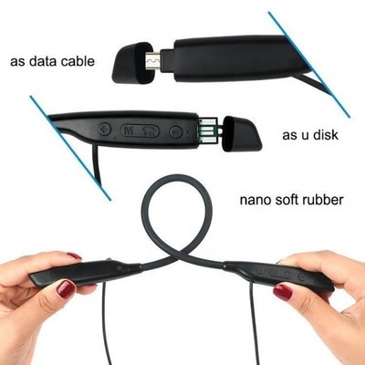 Sport music Bluetooth Headphones Retractable Foldable Neckband Wireless Headset with TF card supplier
