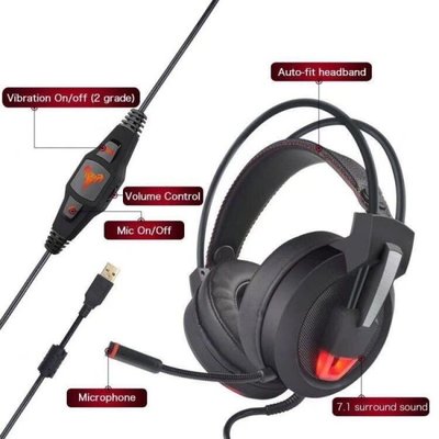 Virtual reality 7 dot 1 Surround Sound Game Headphones Computer Gaming Headset supplier