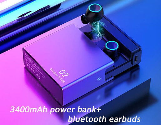 Metalic Power bank TWS Bluetooth headset for iPhone 9, Bluetooth earphone with power bank, noise cancelling supplier