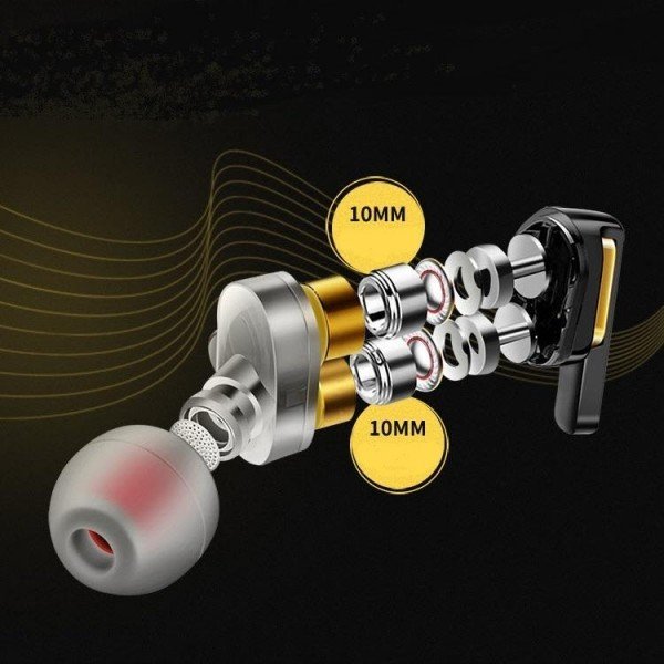 In ear wire controlled wired headset double moving ring with mic HIFI mobile phone headset supplier