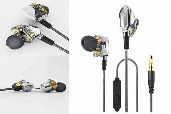 Dual Dynamic Driver Moving Coil Wired In-Ear Headphones Earphones with Mic and removable audio cable supplier