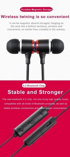 Metal Sports BlueTooth Headphone Sweat Proof Earphone Magnetic Earpiece Stereo Wireless Headset supplier