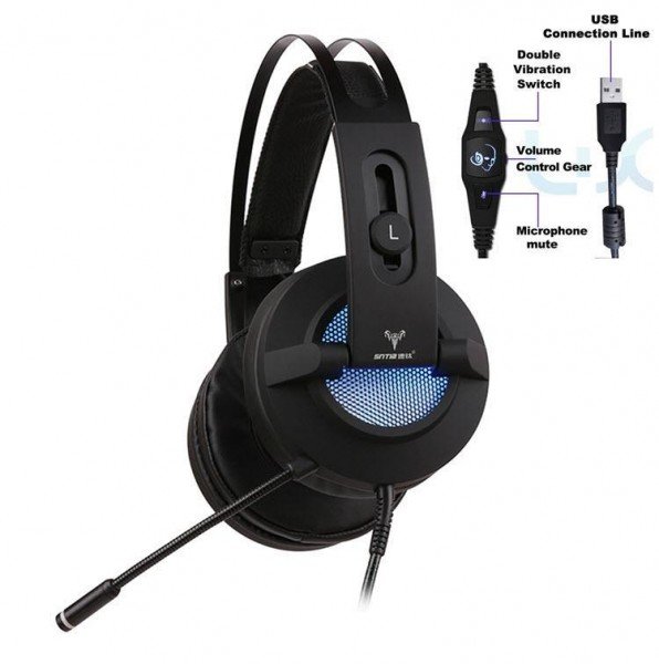 RGB LED light virtual reality stereo headset gaming 7 dot 1 Game Headphones head phones headphone supplier