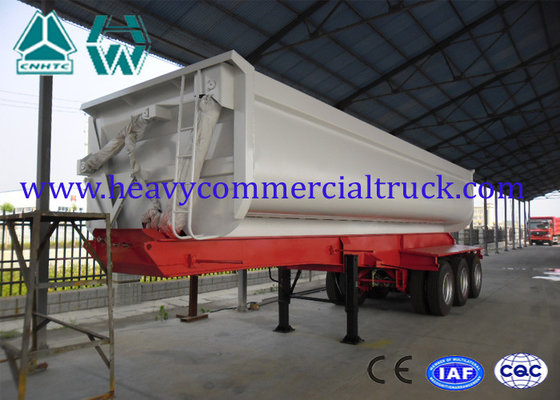White 3 Axles U Shape Semi Dump Trailers 34 Cbm High Side Dump Trailer