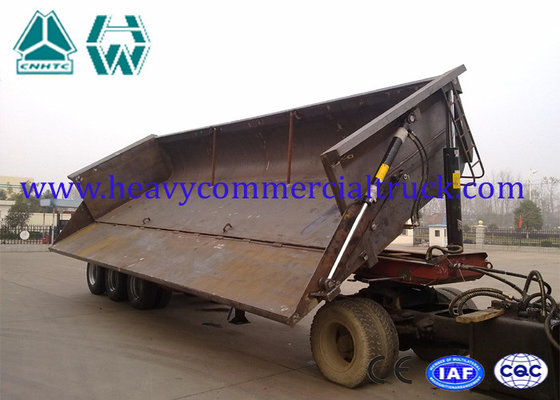 White 3 Axles U Shape Semi Dump Trailers 34 Cbm High Side Dump Trailer